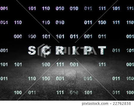 Programming concept: Script in grunge dark room - Stock Illustration ...