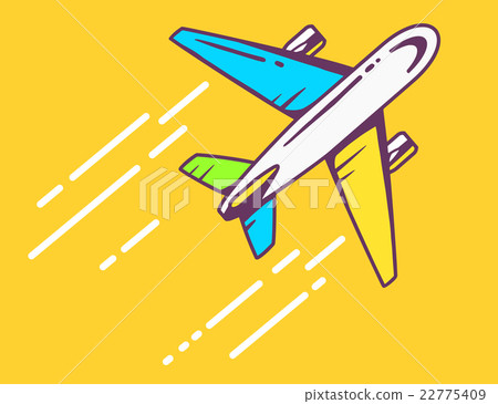 Vector illustration of airplane flying right up - Stock Illustration ...