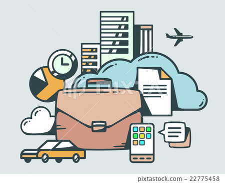 Vector illustration of brown business case in town - Stock Illustration ...