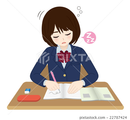 Female student _ snooze - Stock Illustration [22787424] - PIXTA