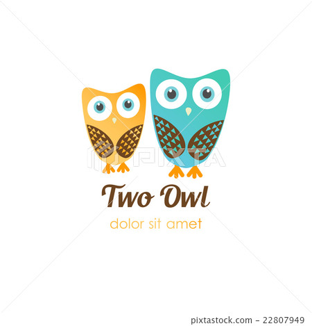 Two owl logos in flat style. - Stock Illustration [22807949] - PIXTA