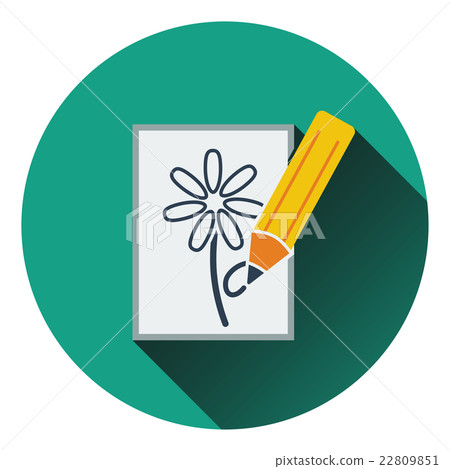 Flat design icon of Sketch with pencil ui colors - Stock Illustration ...