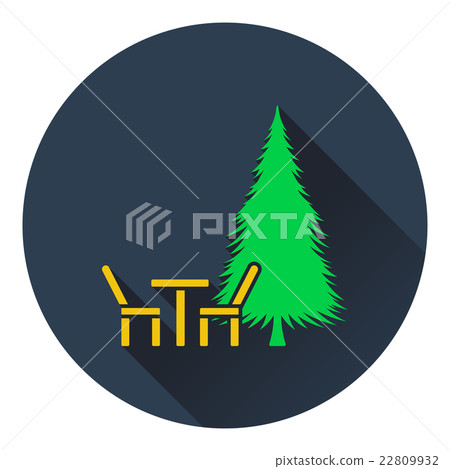 Icon of park seat and pine tree-插圖素材 [22809932] - PIXTA圖庫