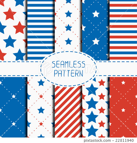 Set of geometric patriotic seamless pattern with - Stock Illustration ...