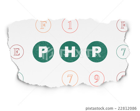 Software concept: Php on Torn Paper background - Stock Illustration ...