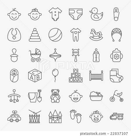 Baby Line Art Design Icons Big Set - Stock Illustration [22837107] - PIXTA