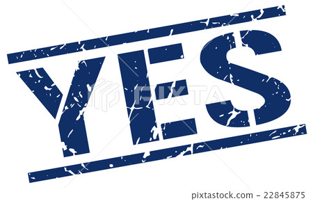 yes blue grunge square vintage rubber stamp - Stock Illustration ...