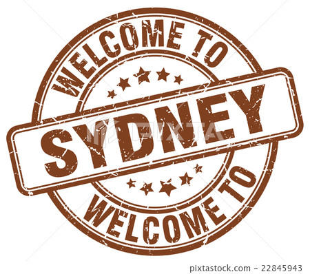 welcome to Sydney brown round vintage stamp - Stock Illustration ...