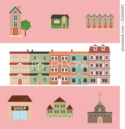 Various types of buildings - Stock Illustration [22849991] - PIXTA
