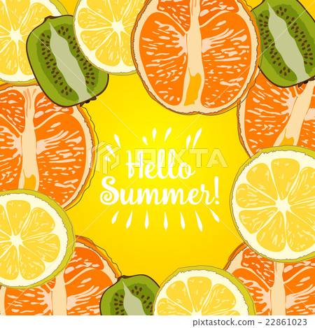 Hello Summer fruit frame - Stock Illustration [22861023] - PIXTA