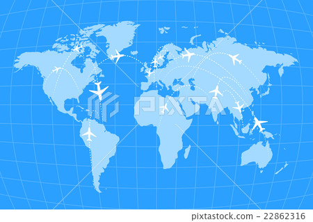 Airline routes on worldwide map, infographic - Stock Illustration ...