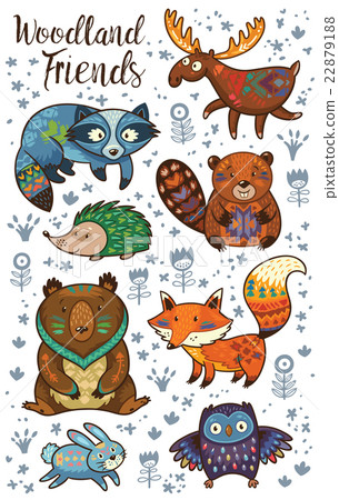 Woodland tribal animals vector set - Stock Illustration [22879188] - PIXTA