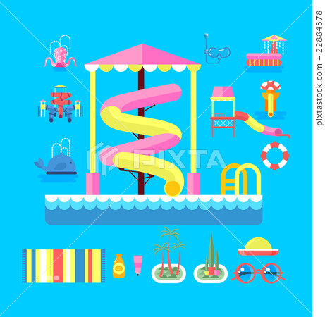 illustration set elements water park - Stock Illustration [22884378 ...