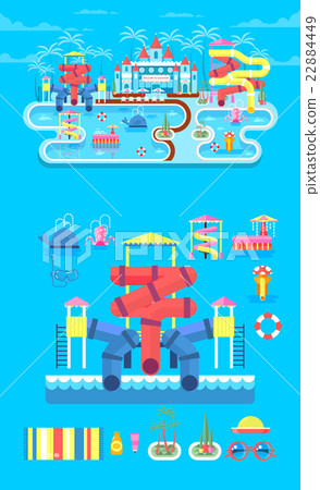 illustration set elements water park - Stock Illustration [22884449 ...