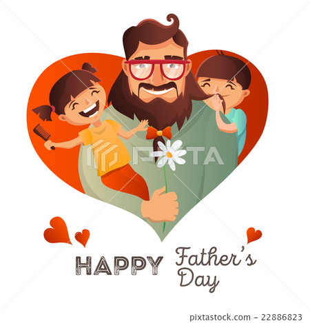 Father Day vector concept. Illustration with happy - Stock Illustration ...