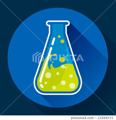 Chemical triangular lab flask with liquid icon - Stock Illustration ...