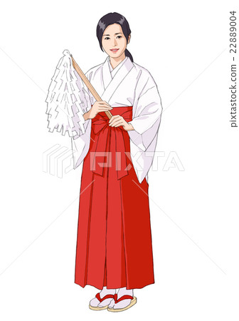 Shrine Maiden (Smile with Money) - Stock Illustration [22889004] - PIXTA