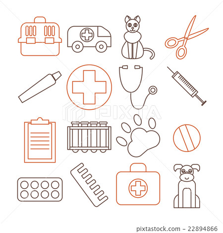 Veterinary pet health care animal medicine icons - Stock Illustration ...