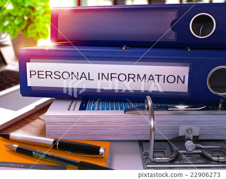 Personal Information on Blue Office Folder. Toned - Stock Illustration ...