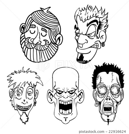 black and white character face set - Stock Illustration [22916624] - PIXTA