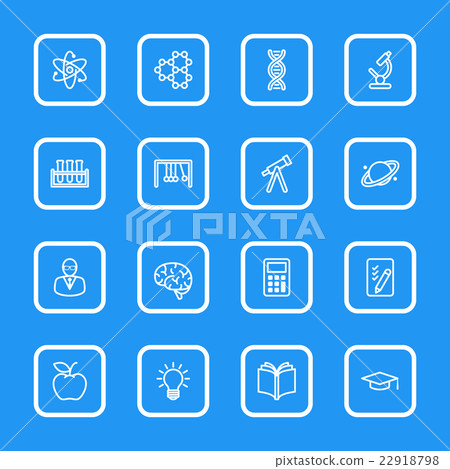 white line education and science icon set - Stock Illustration ...
