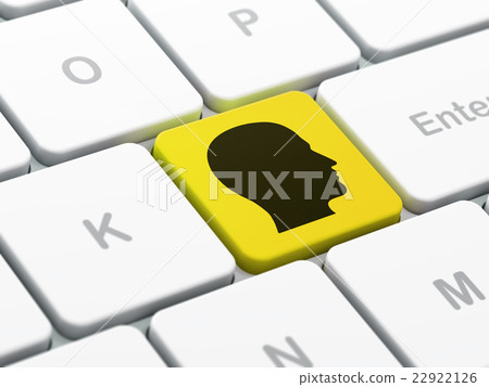Business concept: Head on computer keyboard - Stock Illustration ...