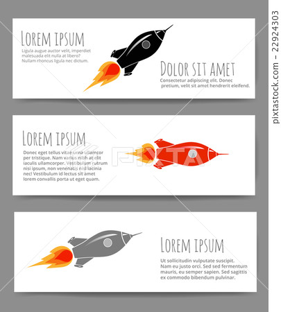 Three banners with space rocket launch - Stock Illustration [22924303 ...
