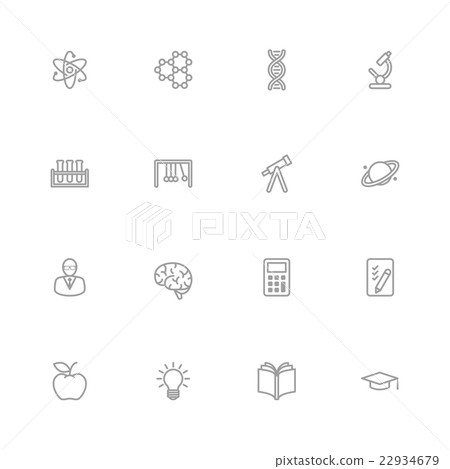 gray line education and science icon set - Stock Illustration [22934679 ...