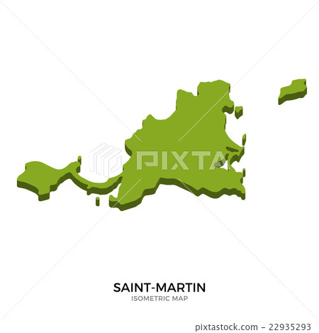 Isometric map of Saint-Martin detailed vector - Stock Illustration ...