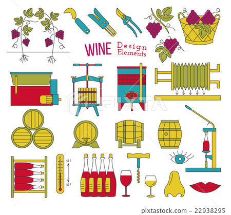 Wine making and wine tasting flat design elements - Stock Illustration ...