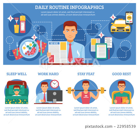 Man Daily Routine Infographics - Stock Illustration [22958539] - PIXTA