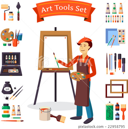 Artist And Art Tools Set - Stock Illustration [22958795] - PIXTA