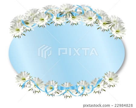 White flower frame blue Elegant ellipse - Stock Illustration [22984828 ...
