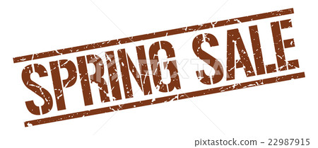 spring sale brown grunge square rubber stamp - Stock Illustration ...