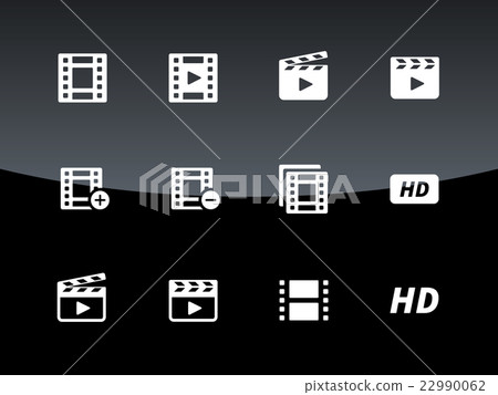 Video icons on black background. - Stock Illustration [22990062] - PIXTA