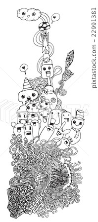 A vector illustration of monster in line art - Stock Illustration ...
