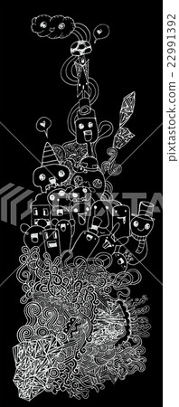 A vector illustration of monster in line art - Stock Illustration ...