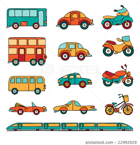 Vector set of cartoon land transport. - Stock Illustration [22992029 ...