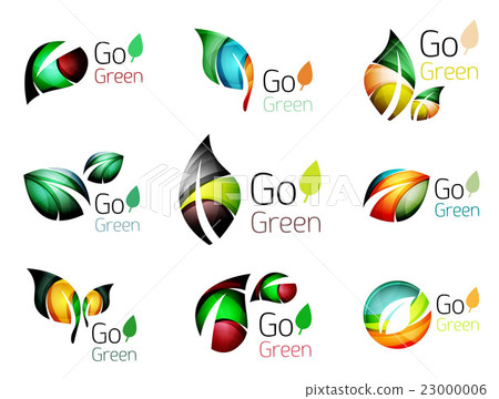 Green nature leaf vector concept icon set - Stock Illustration ...