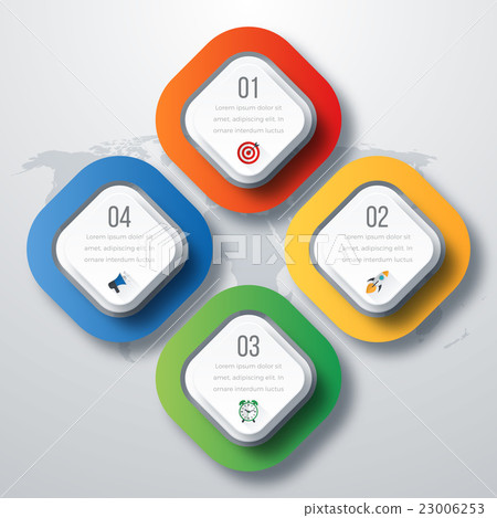 Vector illustration of four square infographics - Stock Illustration ...