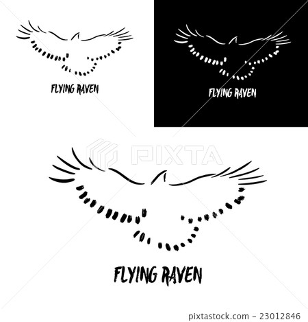 Grunge flying raven logo template. Vector - Stock Illustration ...