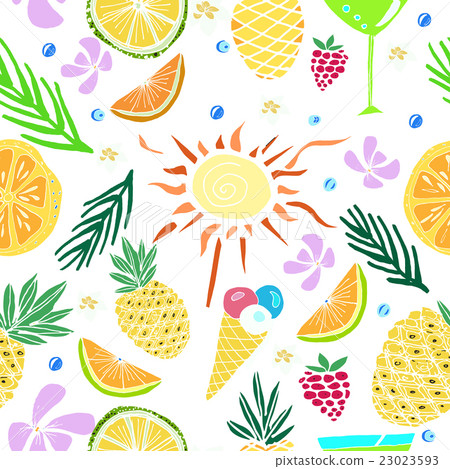 Hand drawn colorful vector seamless pattern. - Stock Illustration ...