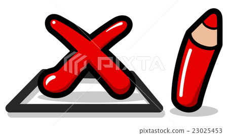 Cross mark and red pencil - Stock Illustration [23025453] - PIXTA
