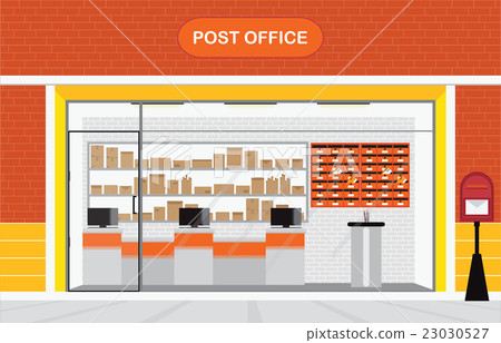 Modern exterior and interior of post office . - Stock Illustration ...