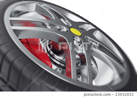 Car wheel close-up view with focus effect. 3d - Stock Illustration ...