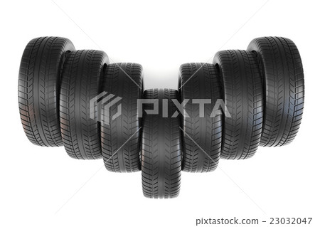Wheels top view, isolated on white background with - Stock Illustration ...