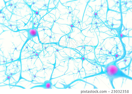 Neurons in the brain on white background with - Stock Illustration ...