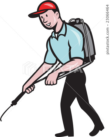 Pest Control Exterminator Spraying Cartoon - Stock Illustration ...