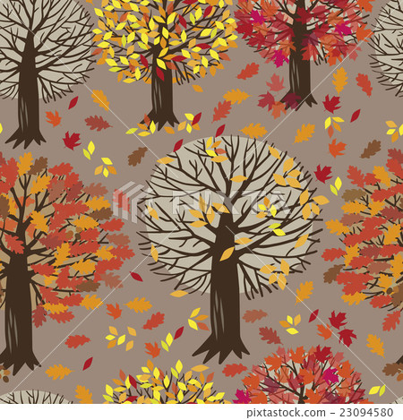 Seamless pattern with trees - Stock Illustration [23094580] - PIXTA