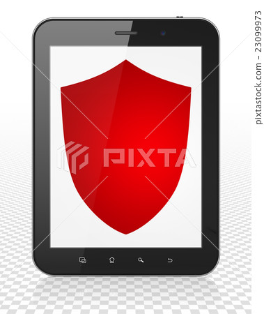 Privacy concept: Tablet Pc Computer with Shield on - Stock Illustration ...